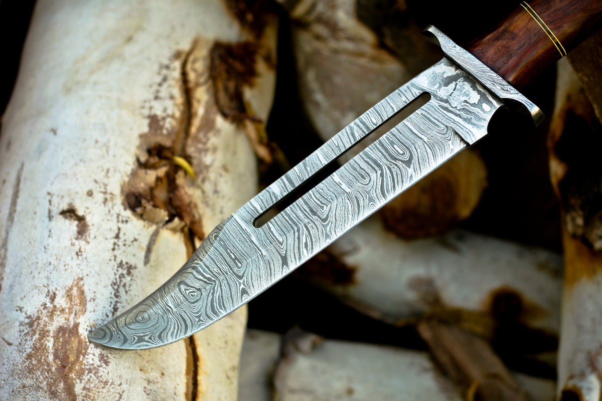 Handmade Forged Damascus Steel Hunting Bowie Rambo Knife With Deer Sta ...