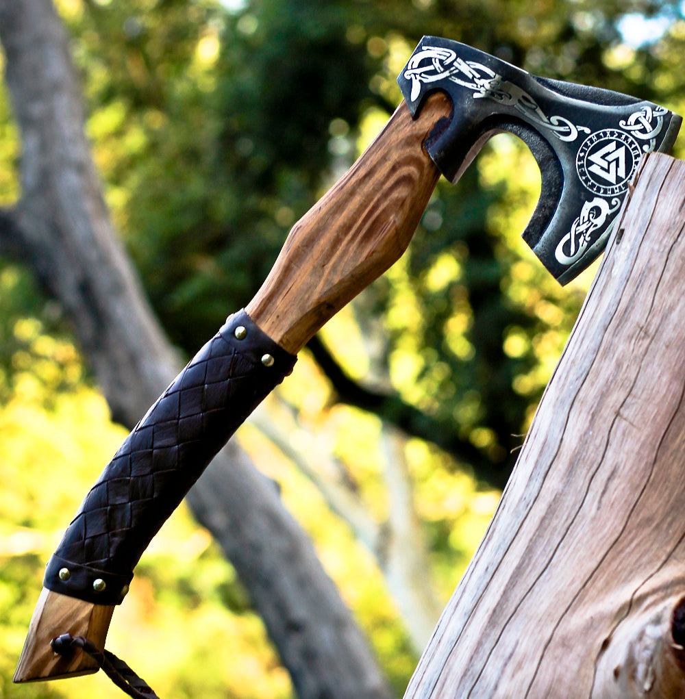 Small Forged Carbon Steel Axe with Ash Wood Shaft - Viking Axe – Alpine ...